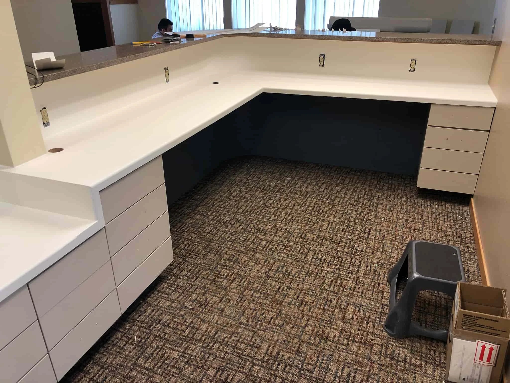 Built-In Workstation, Cabinets & Countertops wrapped in Architectural ...